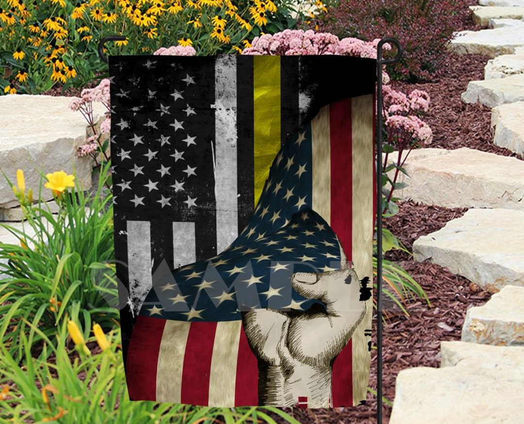 DIGITAL FILE Hand Pulling Flag With Thin Yellow Line Digital Designs ...