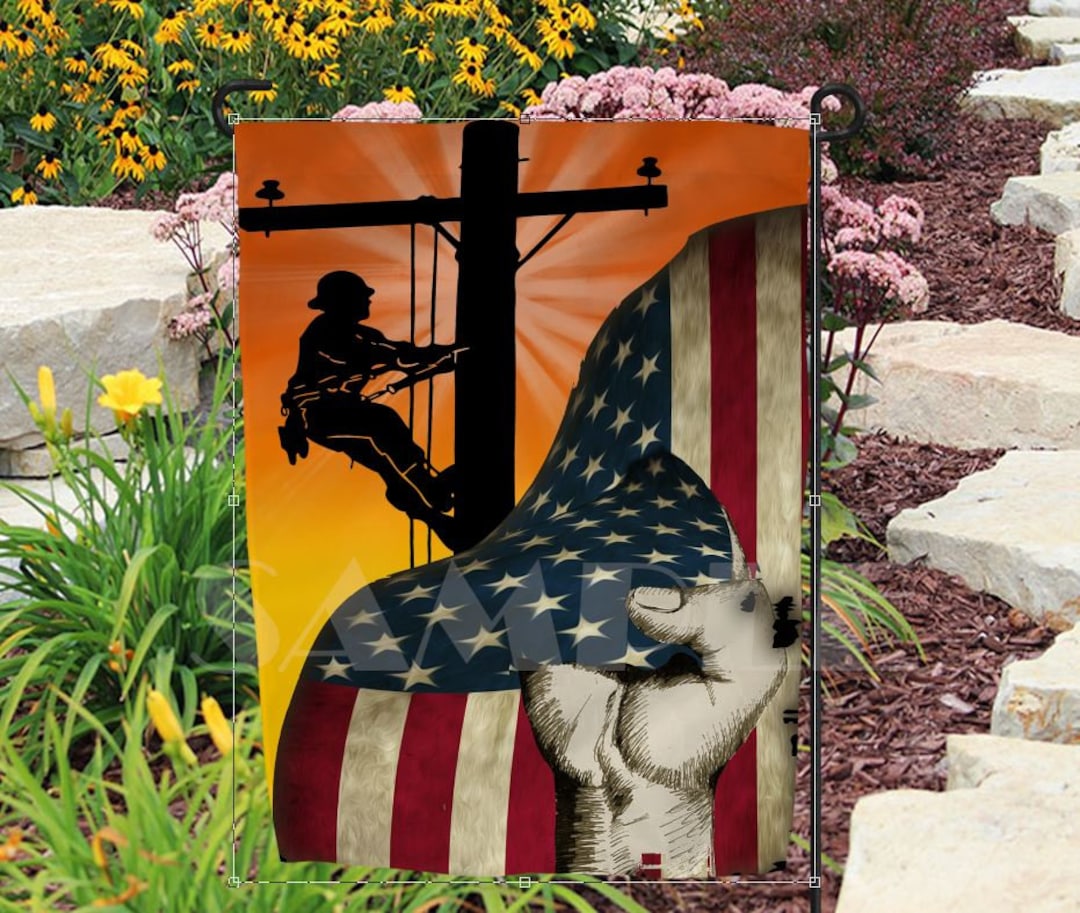 DIGITAL FILE Hand Pulling Flag With Lineman Digital Designs for ...