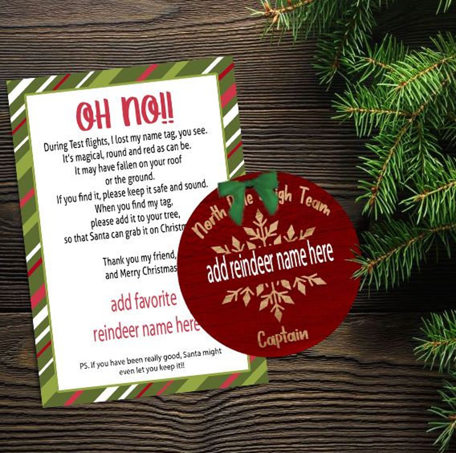 DIGITAL FILE North Pole Sleigh Team Lost Tag Digital Design for ...