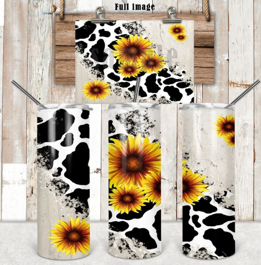 Sunflower Cow Print Tumbler Design: 20oz Skinny Tumbler (digital File ...