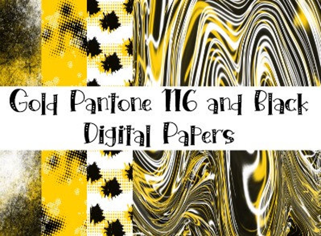 DIGITAL FILE Gold Pantone 116 and Black Digital Papers, Digital Design ...