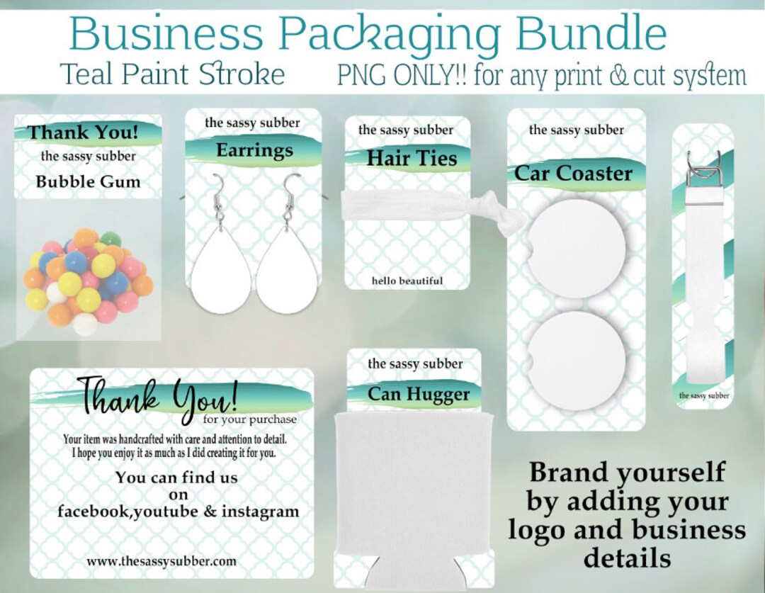 Teal Business Packaging Bundle: PNG Templates (digital File) - Etsy