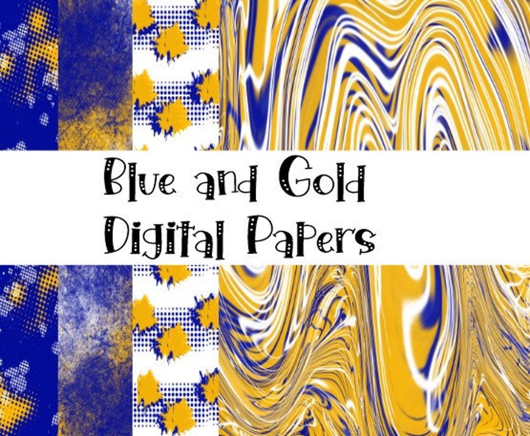 DIGITAL FILE Blue and Gold Digital Papers, Digital Design for ...