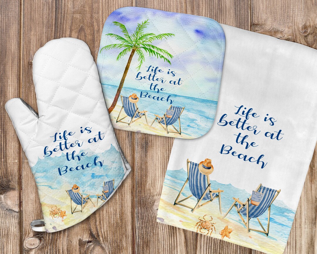 DIGITAL FILE Lifes A Beach Pot Holder, Oven Mitt and Towel Bundle ...