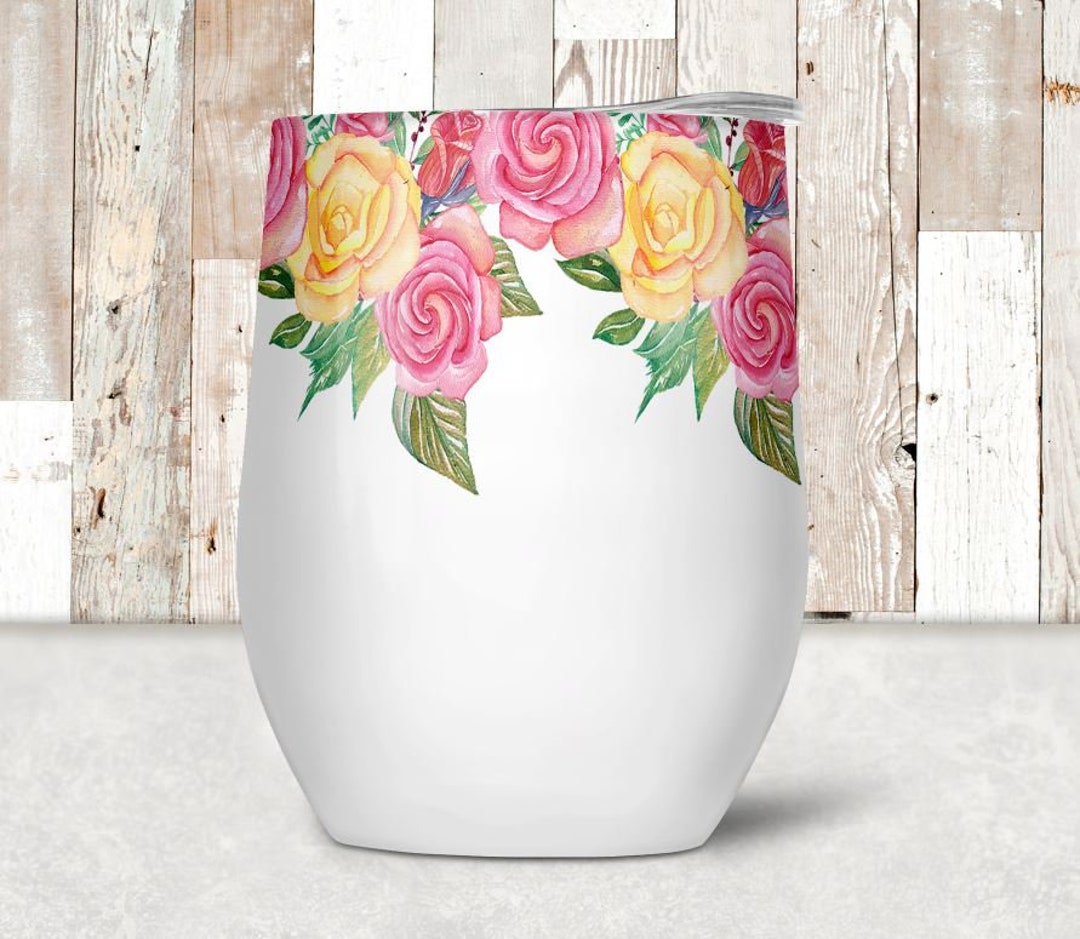 DIGITAL FILE Pink and Yellow Rose 12 Oz Tumbler Digital Design for ...