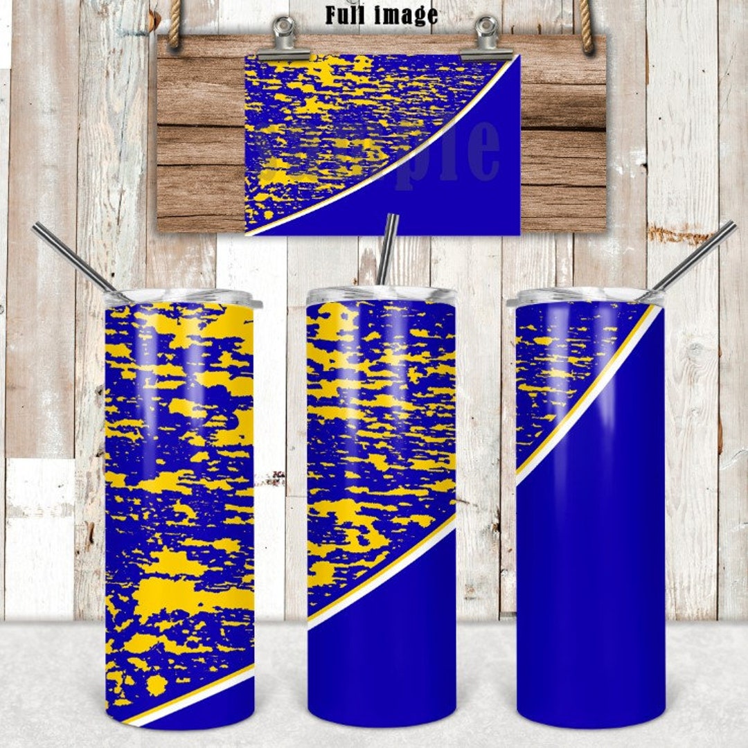 DIGITAL FILE Blue and Yellow With Faux Painted Wood 20oz Skinny Tumbler ...