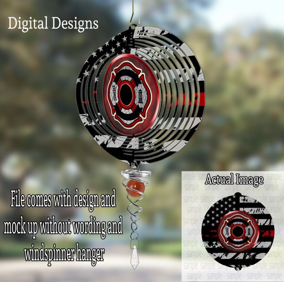 Thin Red Line Wind Spinner Design: Solid Center, 6" & 10" (digital File ...