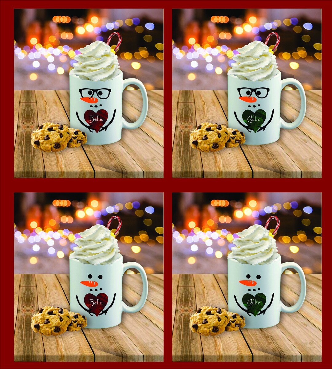 DIGITAL FILE Snowmen Both Red/green With and Out Glasses Digital Design ...