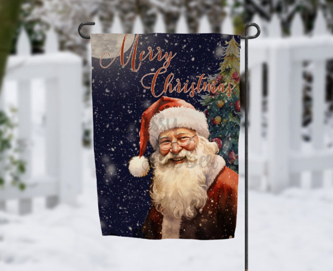 DIGITAL FILE Vintage Santa Garden Flag Digital Design for Sublimation ...