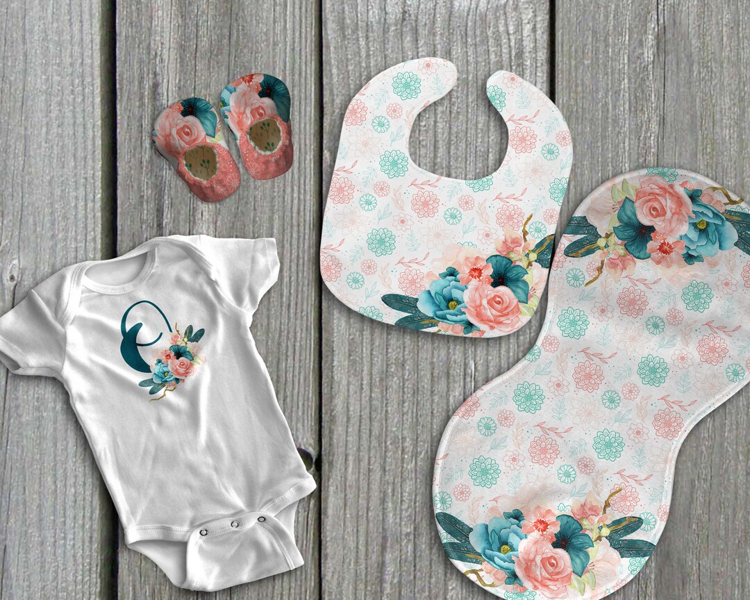 DIGITAL FILE Coral and Teal Boho Baby Bundle With Baby Slipper Pattern ...
