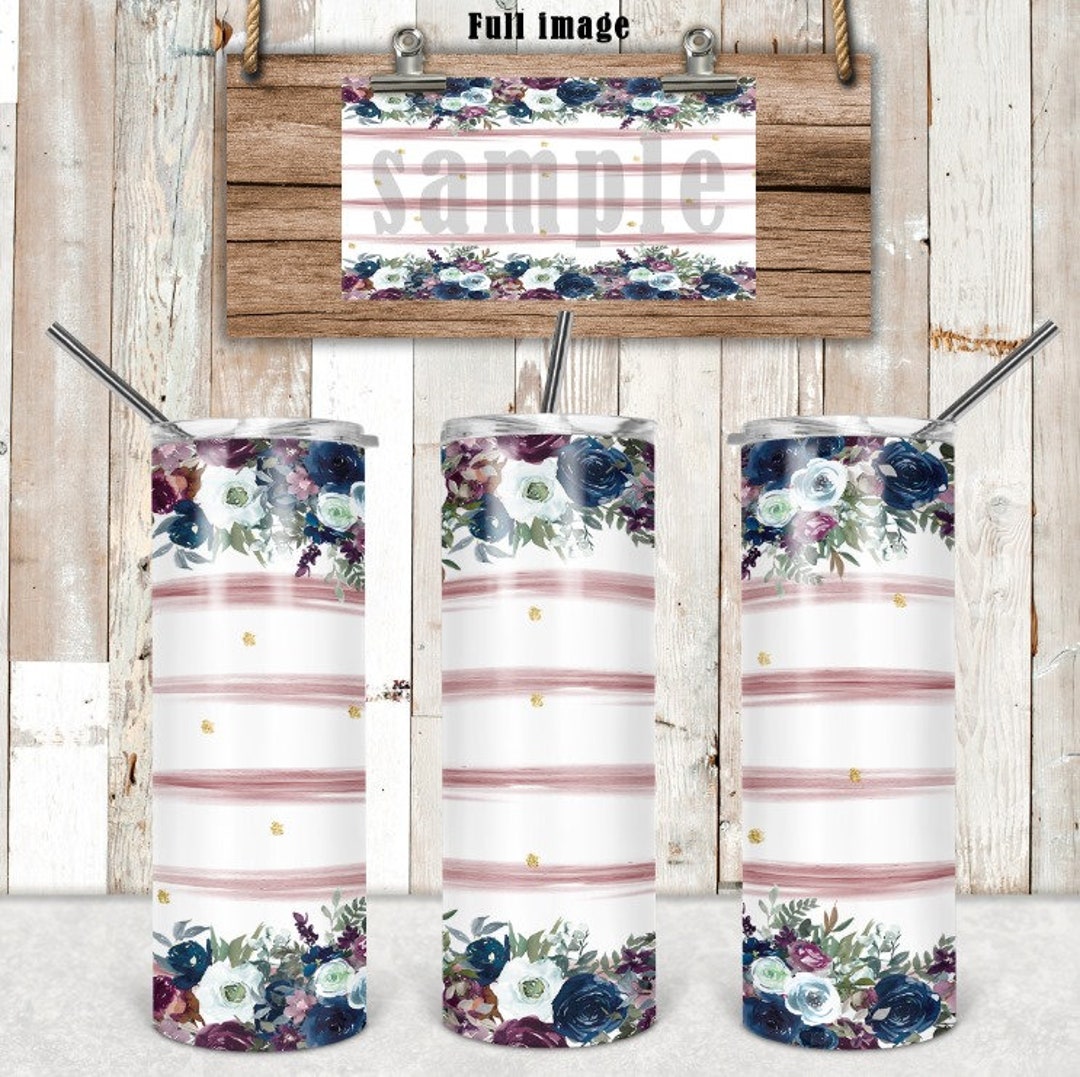DIGITAL FILE Blue and Purple Floral 20 Oz Skinny Tumbler Digital Design ...