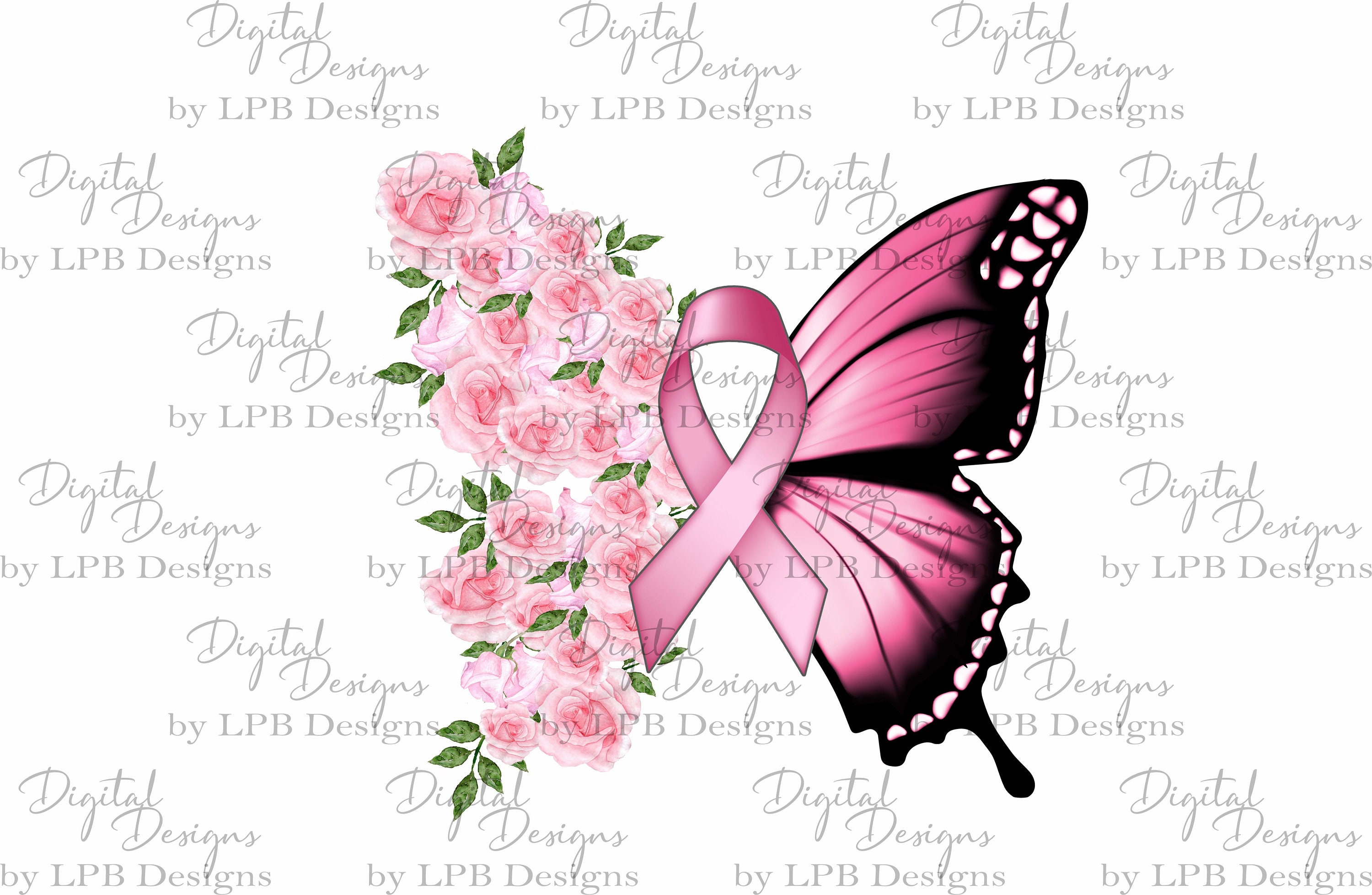 DIGITAL FILE Pink Ribbon Butterfly Digital Design for Sublimation - Etsy