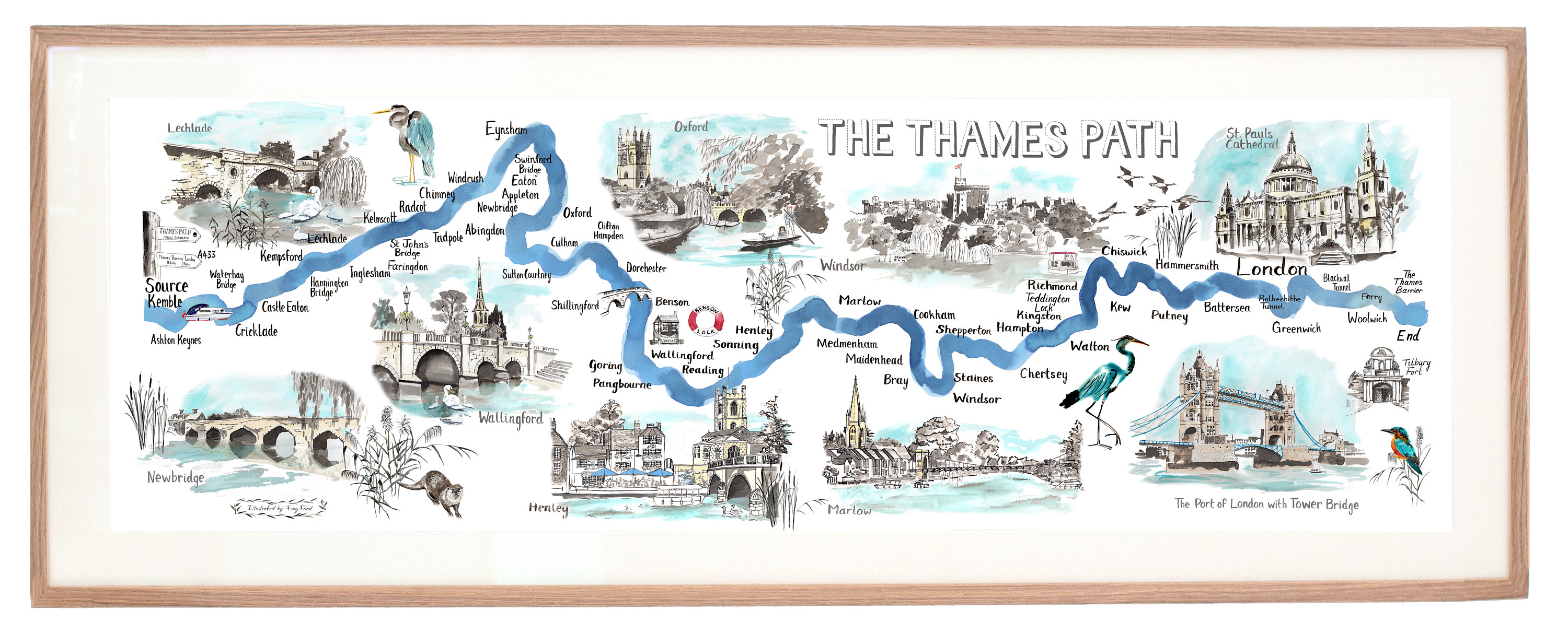 Thames Path Map 762x254mm - Etsy