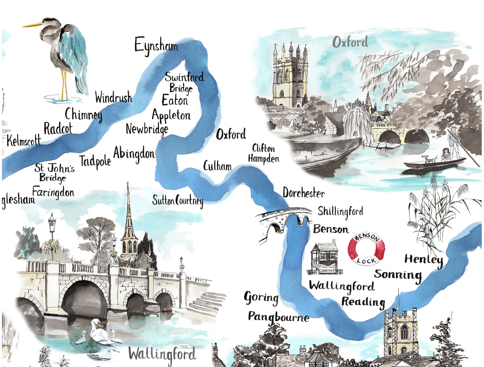 Thames Path Map 762x254mm - Etsy