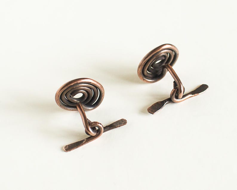 3x Pairs Copper Cufflinks Spiral Pattern Antiqued Copper Celtic Spirals ...