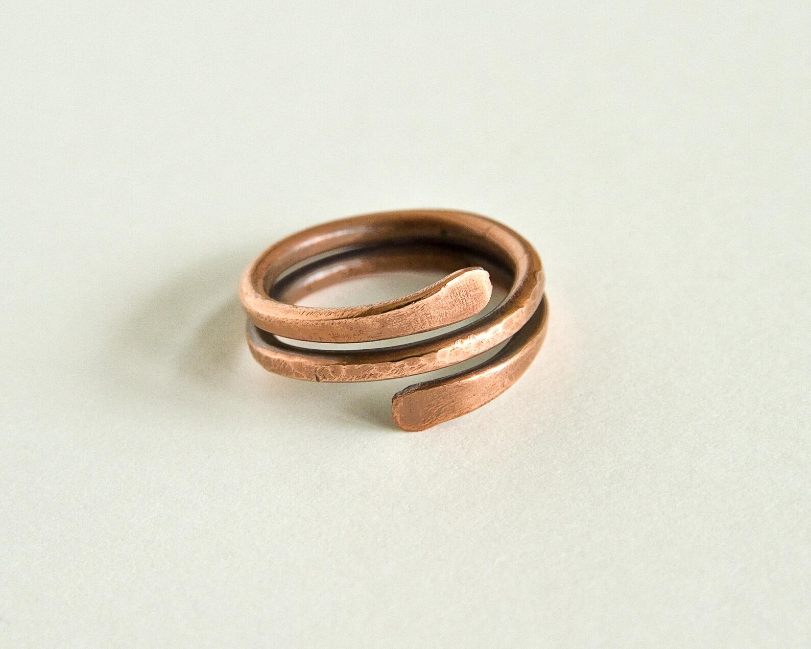 Copper Wire Ring Semi Adjustable Overlapping Ring Copper Wire Antiqued ...