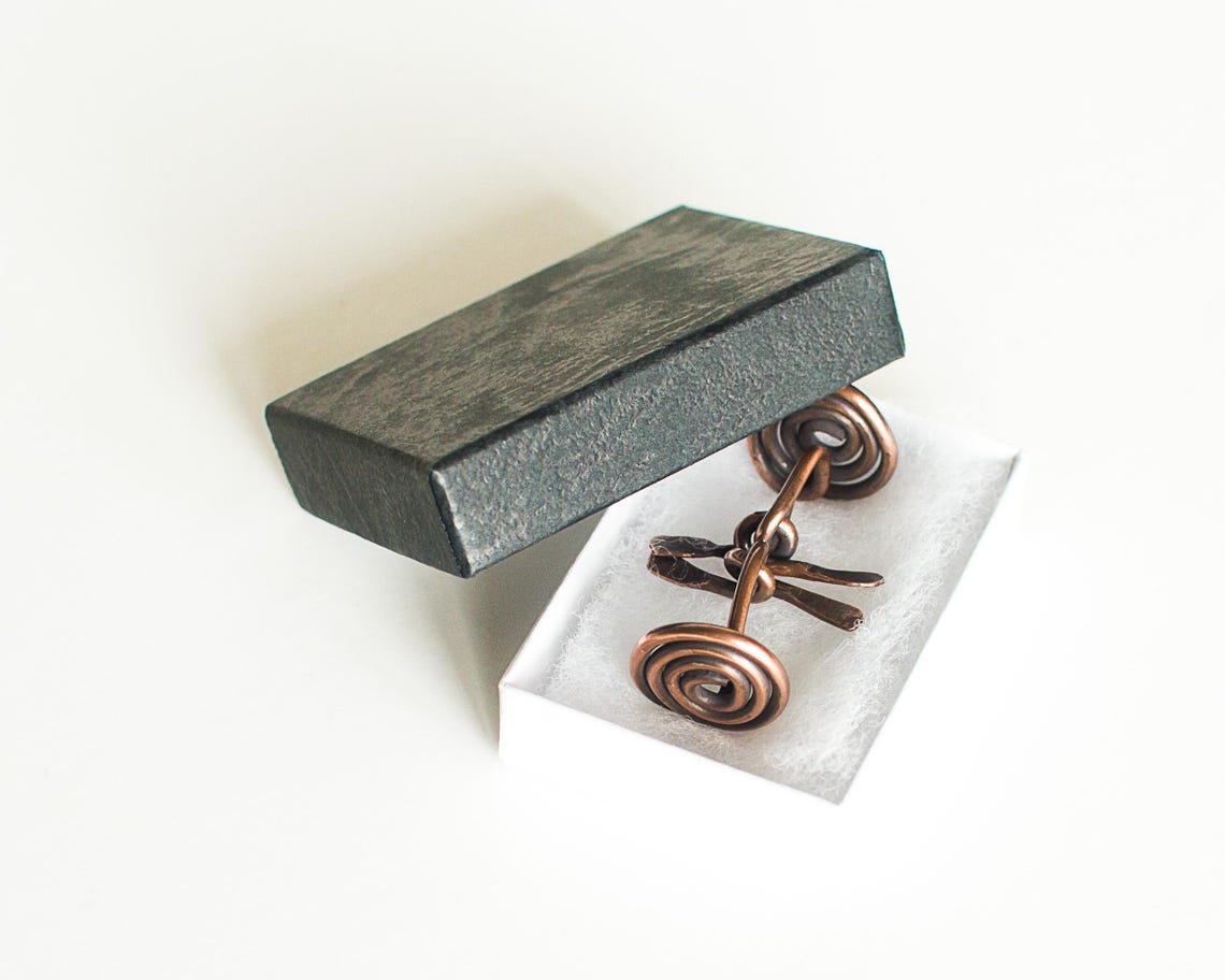 3x Pairs Copper Cufflinks Spiral Pattern Antiqued Copper Celtic Spirals ...