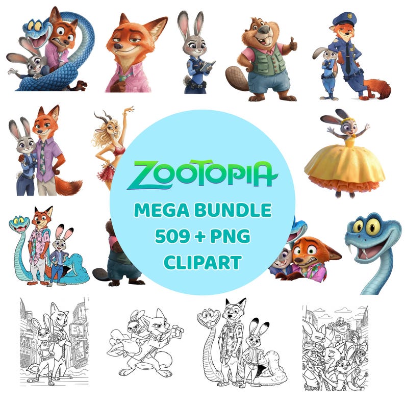 Zootopia 2 Mega Bundle: 160+ PNG Clipart, SVG Letters and Numbers ...