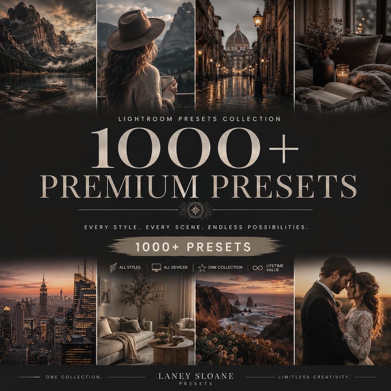 1000 Lightroom Presets Bundle | Wedding, Portrait, Film Styles (digital ...
