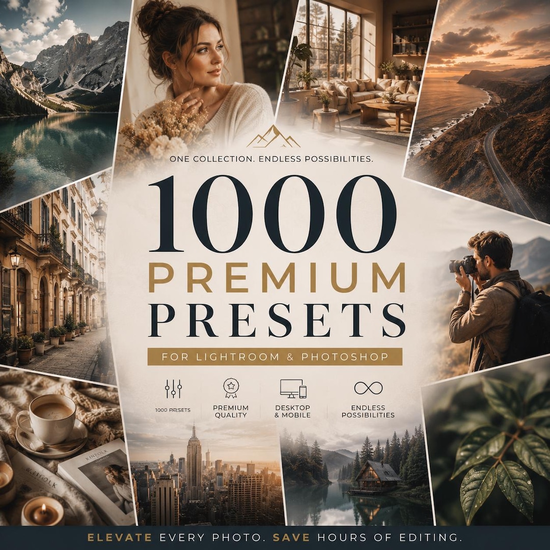 1000 Lightroom Presets Bundle: Wedding, Nature, Film, B&W Photography ...