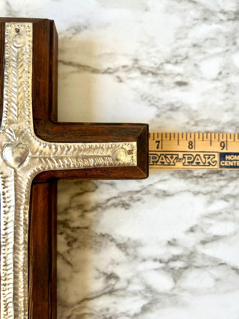 Rustic Wooden Cross With Hand-hammered Metal Inlay | Folk Art Christian ...