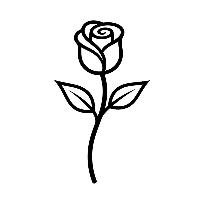 Roses Svg, Flowers Svg, Minimalist Rose Svg, Single Rose Silhouette Svg ...