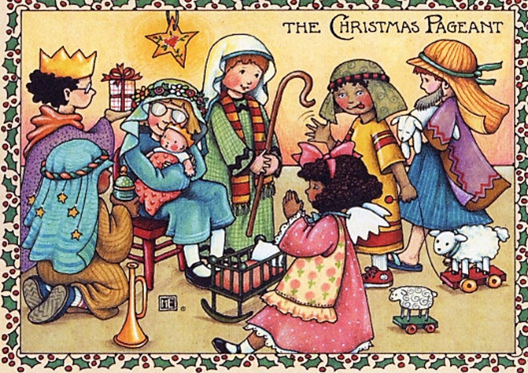Mary Engelbreit Christmas Card "the Christmas Pageant" With White ...