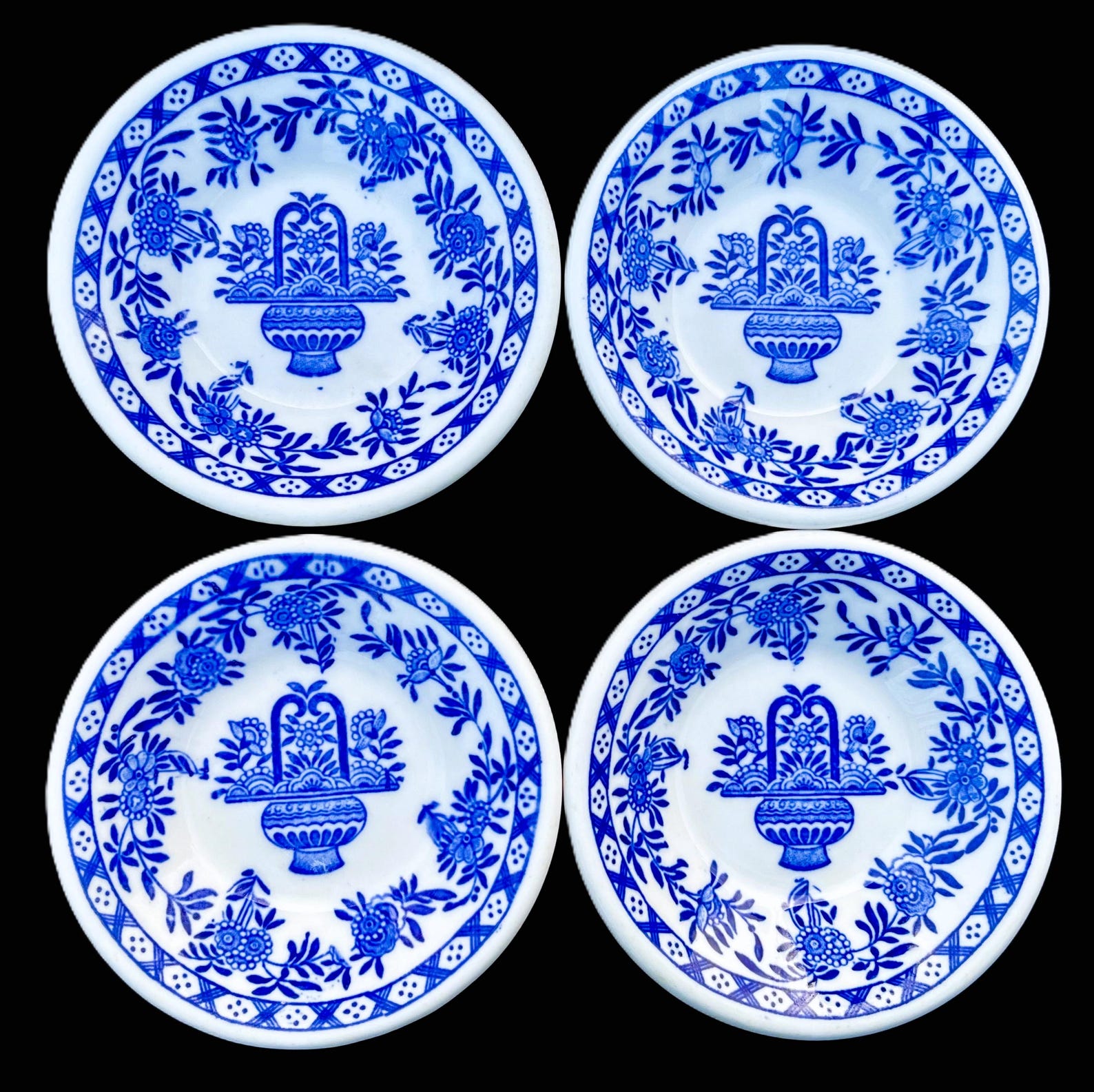 Set of 4 Jackson China Asian Restaurant Blue on White Delph Pattern 4. ...