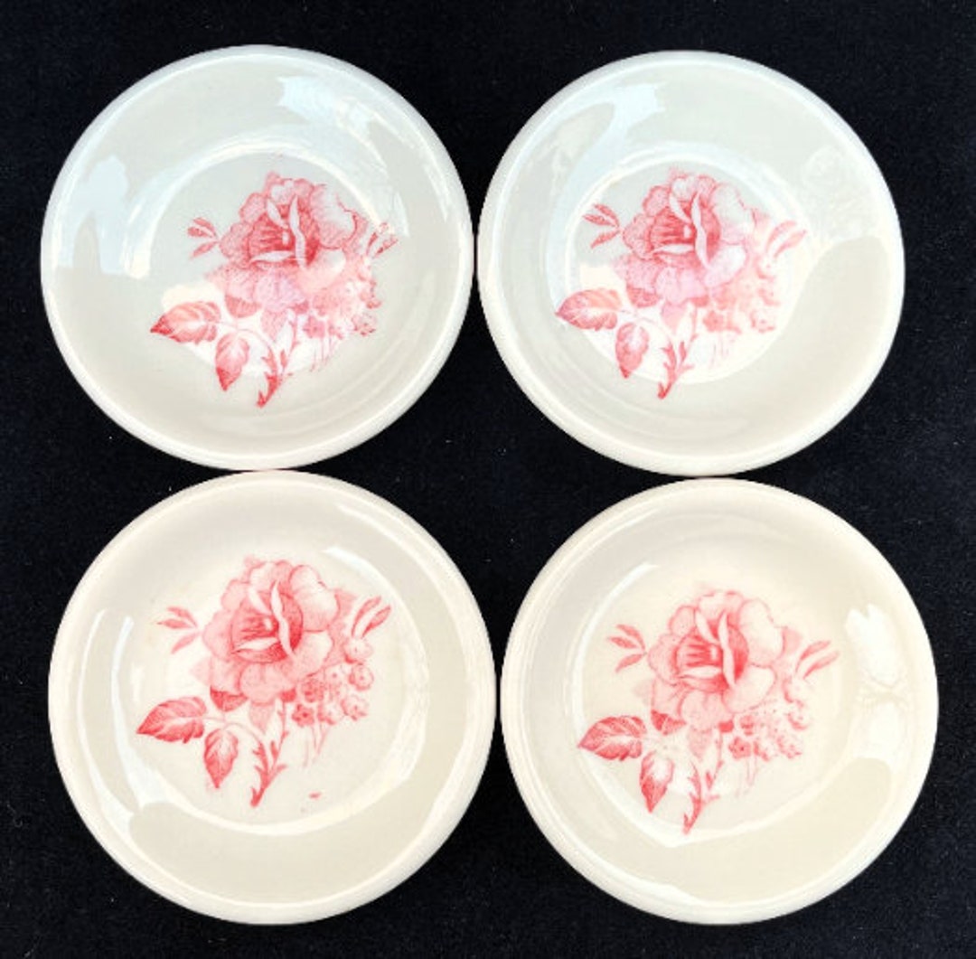 Set of 4 Shenango Restaurant Hotel Diner China Red or Maroon Rose ...