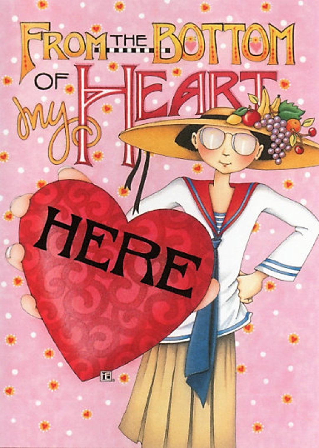 Mary Engelbreit Valentine Card "from the Bottom of My Heart" With White ...