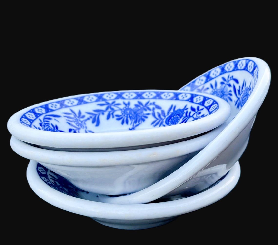 Set of 4 Jackson China Asian Restaurant Blue on White Delph Pattern 4. ...