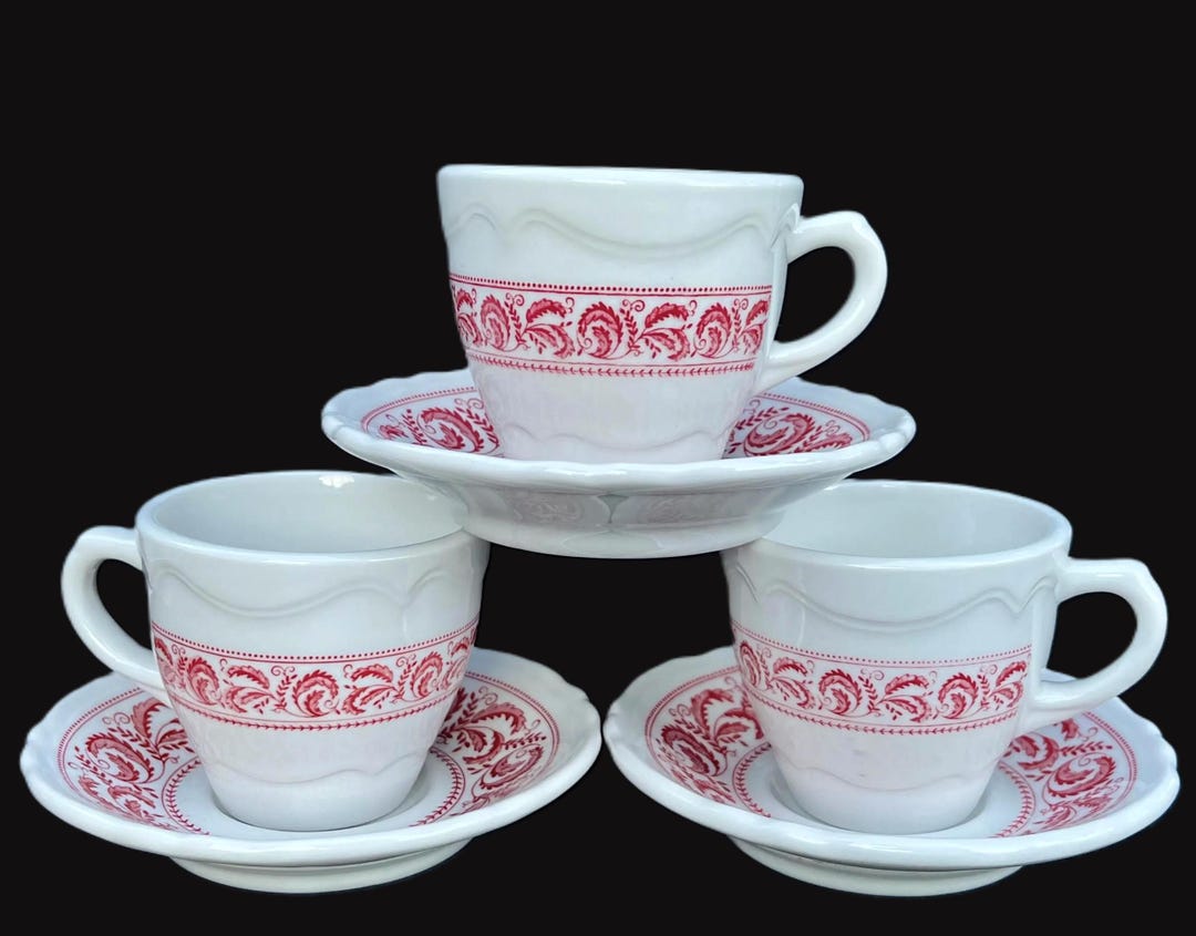 Set of 3 Shenango China Diner Hotel Restaurant Red "peppercorn" Pattern ...