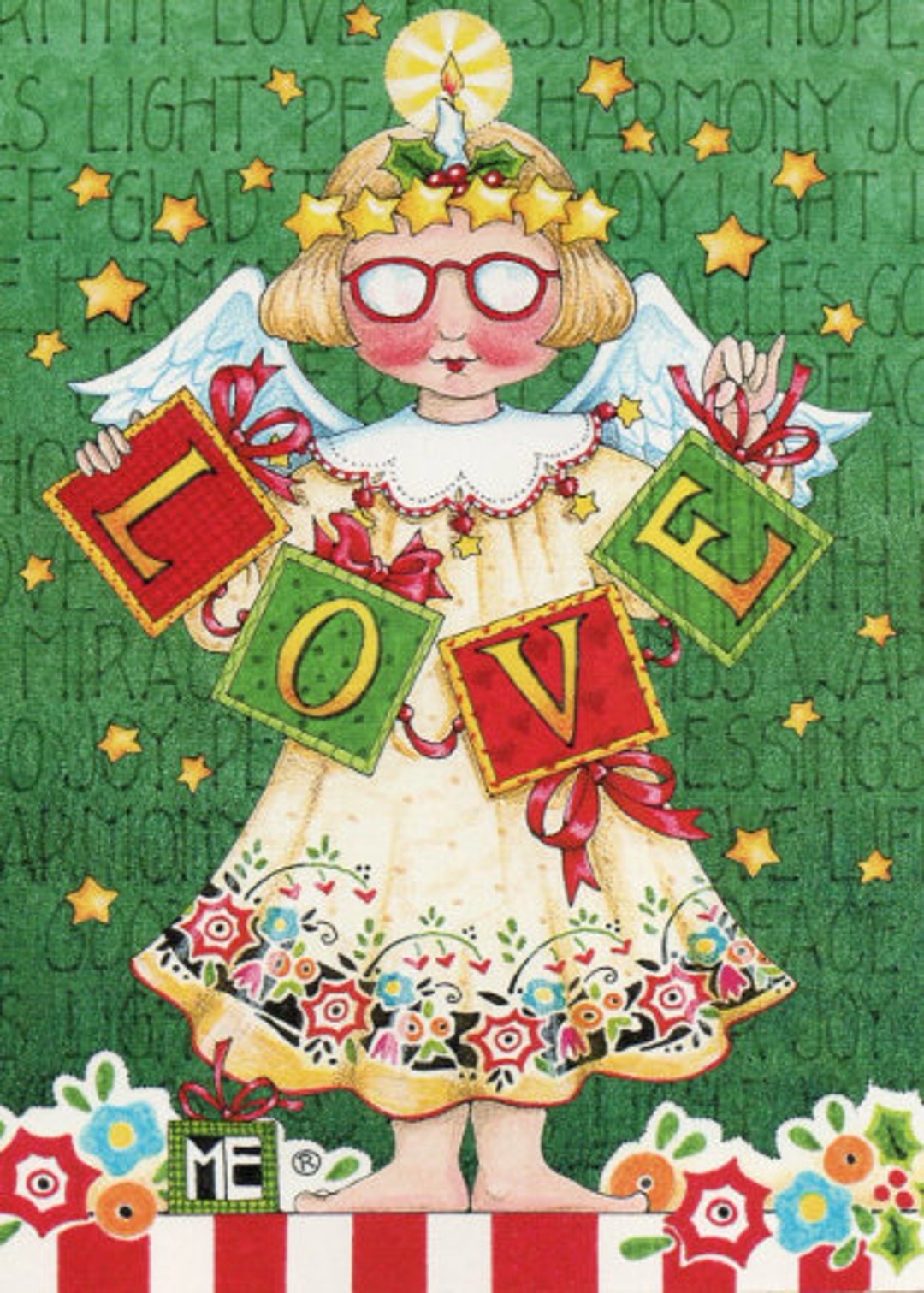Mary Engelbreit Christmas Card "love" 1995 With Coordinating Envelope ...