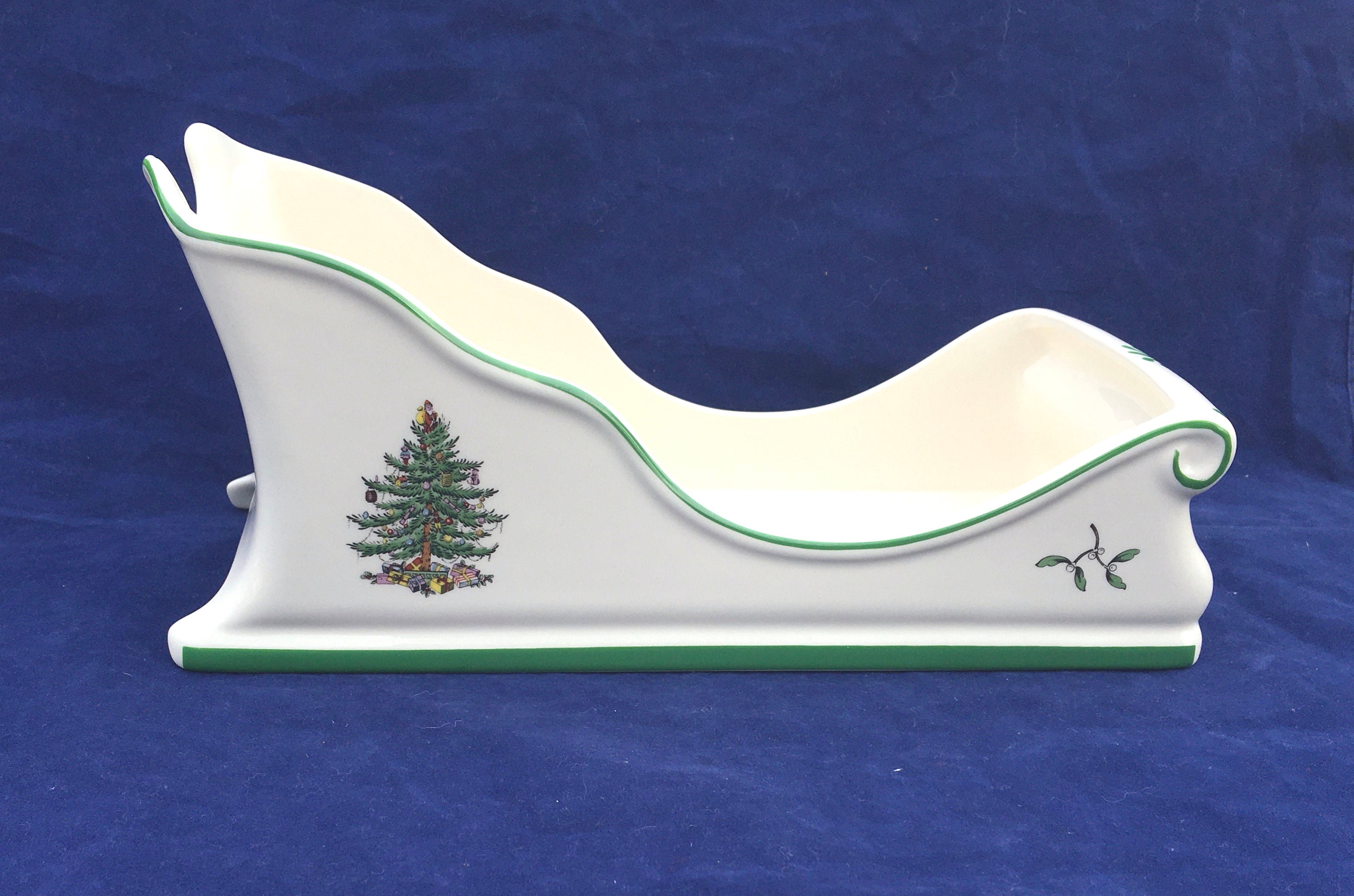 Spode Christmas Tree 10" Sleigh Centerpiece Wine Bottle Holder With ...