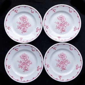 Set of 4 Vintage Walker Diner Restaurant Hotel China Red on White ...