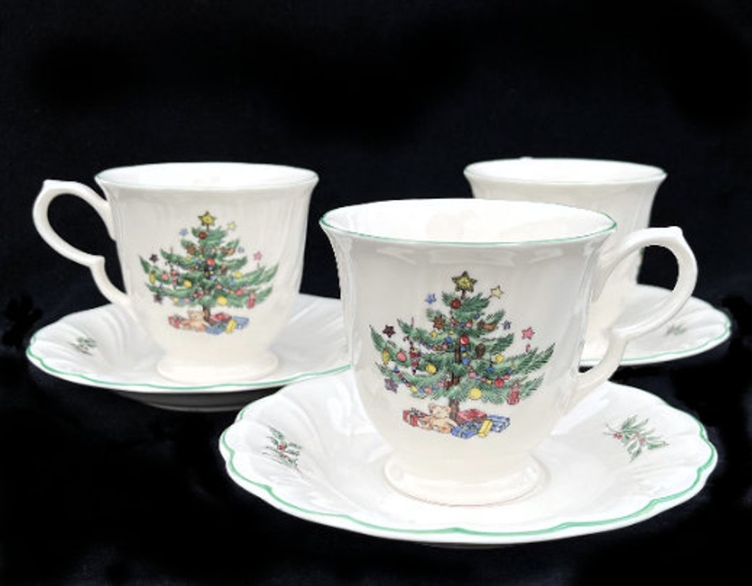 3 Sets of Nikko "happy Holidays" Cups and Saucers in Very Good Lightly ...