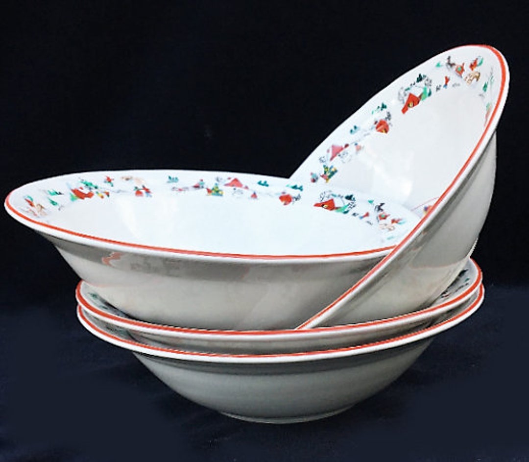Set of 4 Farberware white Christmas 7-1/4 Soup/cereal Bowls by ...