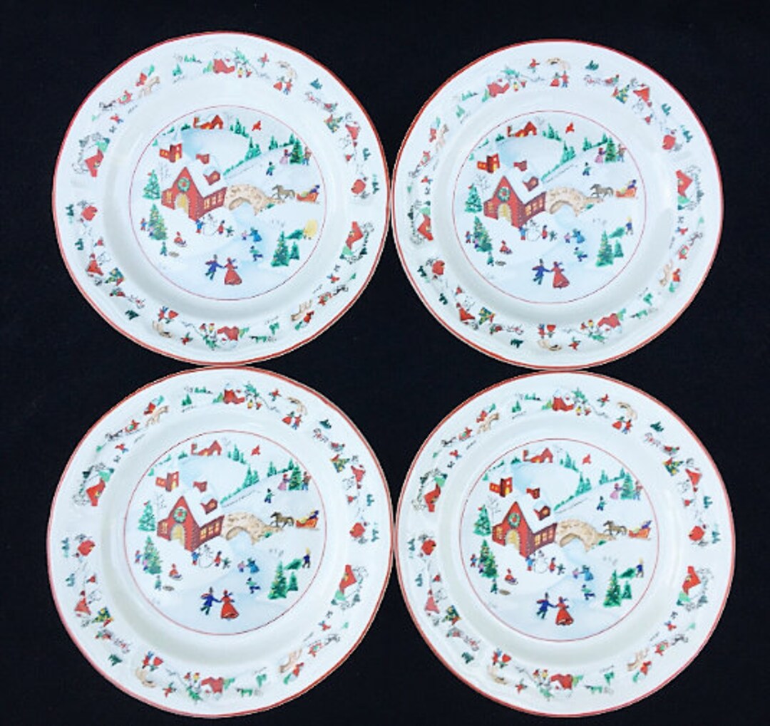Set of 4 Farberware "white Christmas" 7-3/4" Salad or Dessert Plates by ...