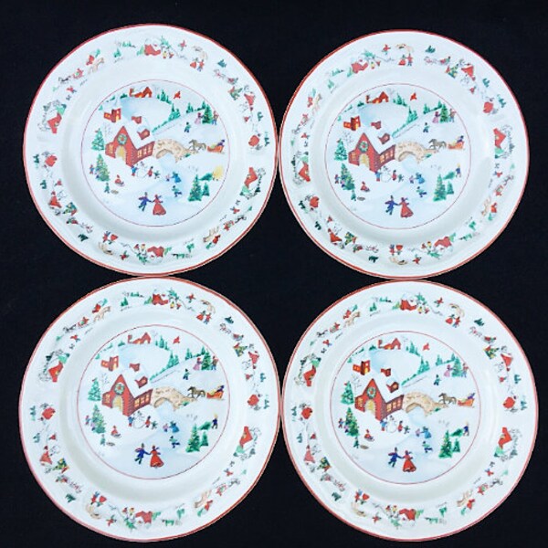 Red and White Christmas Plates - Etsy