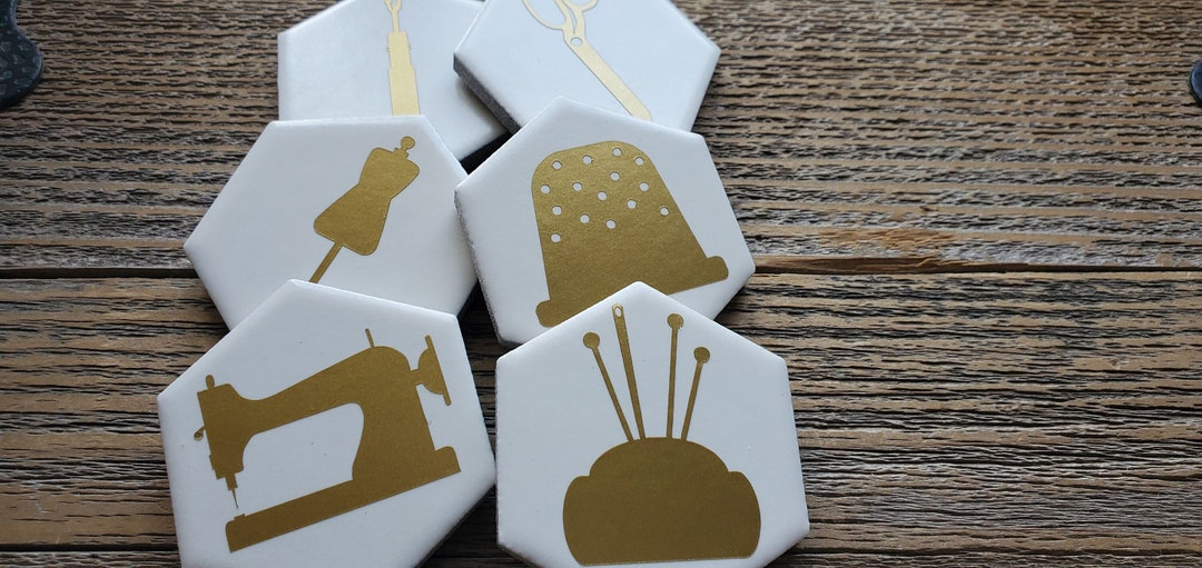 Sewing Pattern Weights Ceramic Tile Sewing Notions Black Silver Gold ...