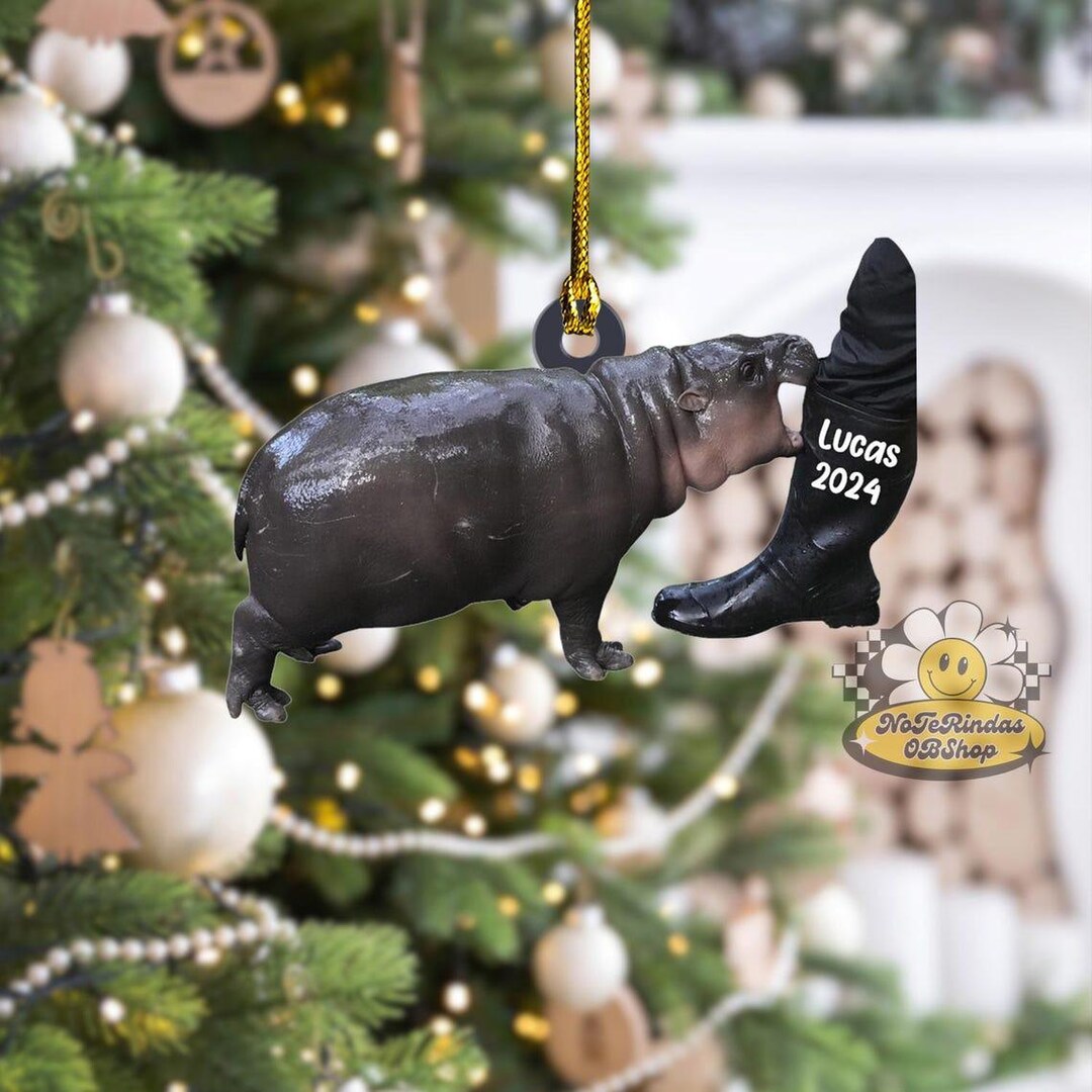 Custom Moo Deng Angry Biting Hippo Choose Violence Ornament,cute Baby ...