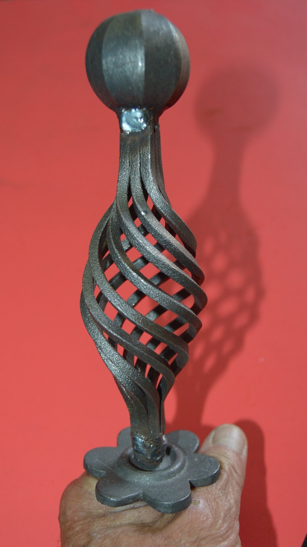 Wrought Iron 9 Strand Basket Post Topper Finial, With Ball Top ...