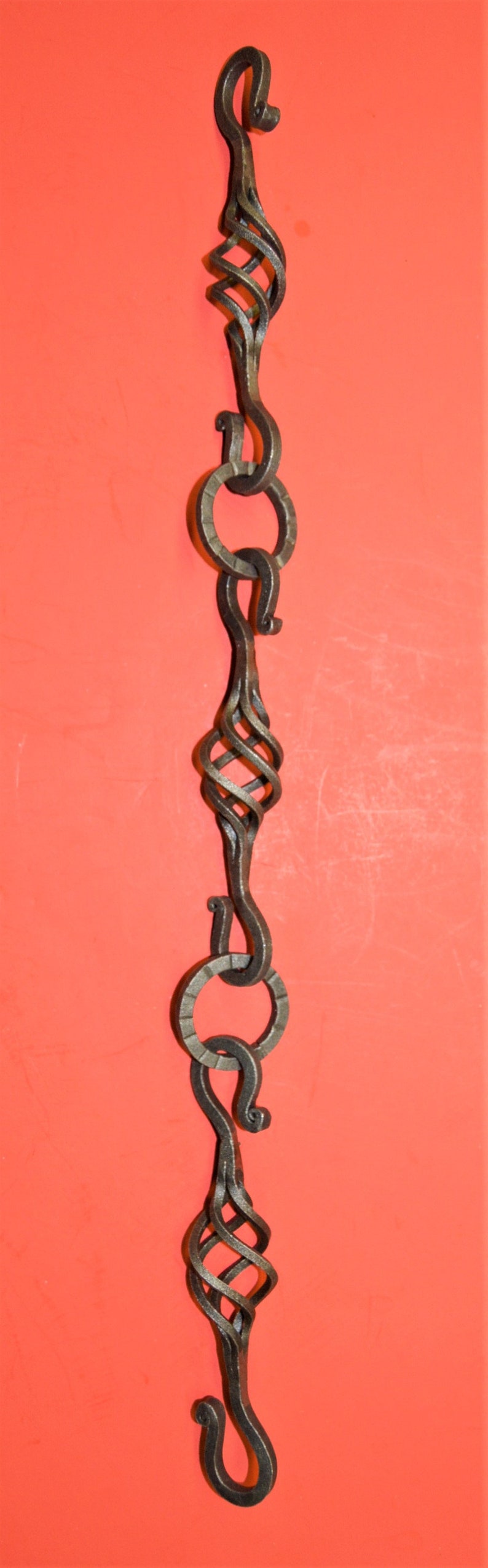 Basket S-hook, Chain Link, Hanger 7" Wrought Iron Twisted Forged by ...