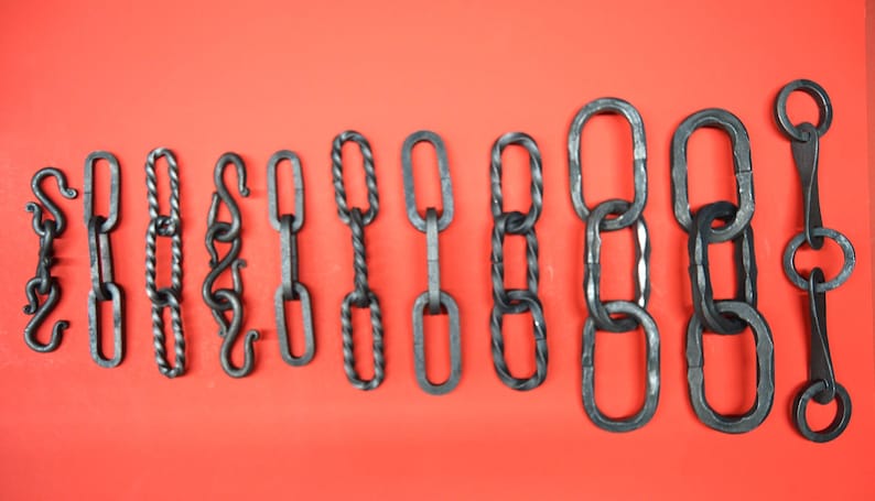 Basket S-hook, Chain Link, Hanger 7" Wrought Iron Twisted Forged by ...