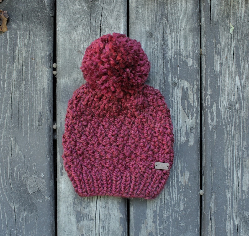 The Redwoods Hat - Chunky Knit Textured Slouchy Style Hat in Burgundy ...