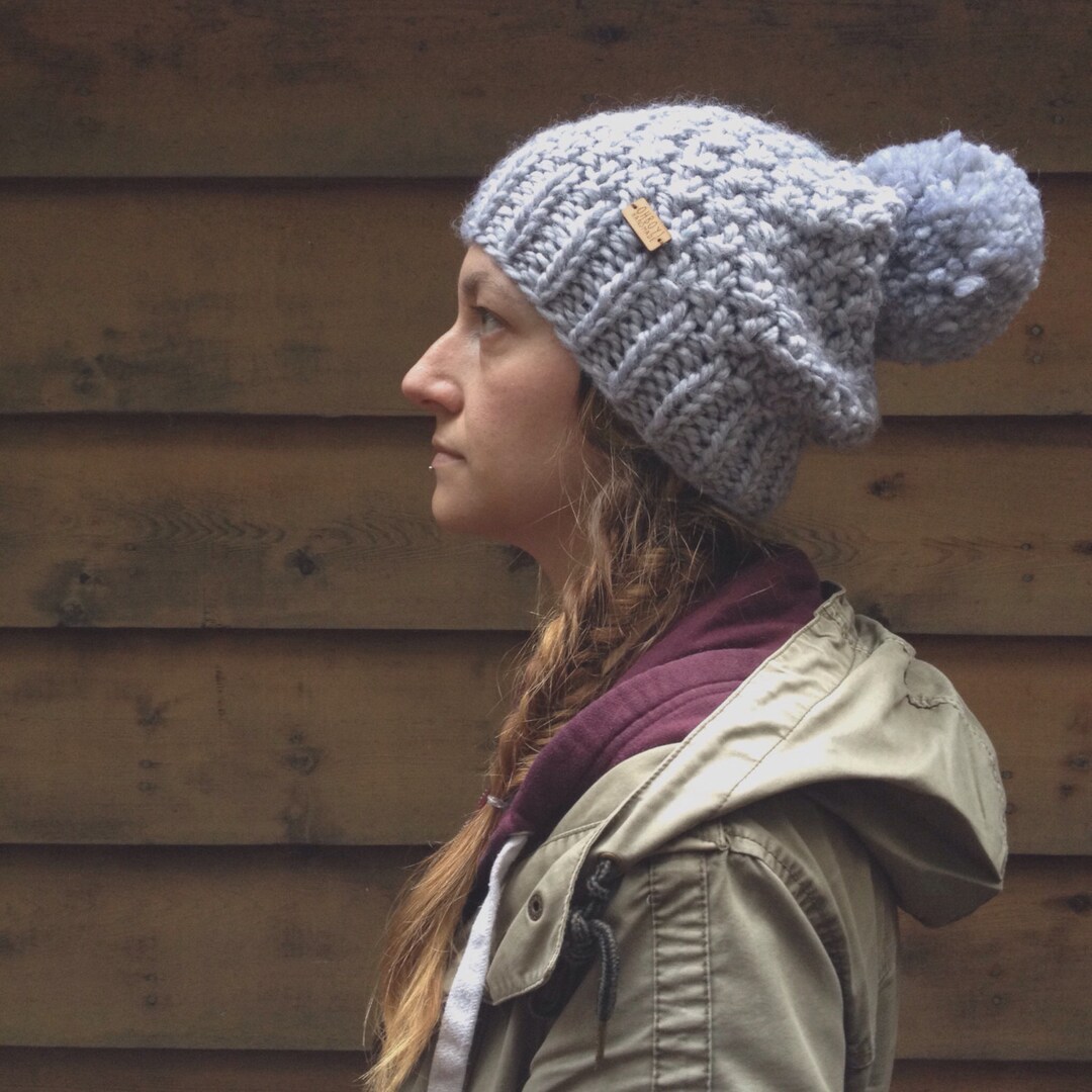 The Redwoods Hat - Chunky Knit Textured Slouchy Style Hat in Ash Grey ...