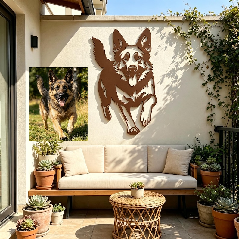 Custom German Shepherd Metal Wall Art, Metal Dog Portrait From Photo ...