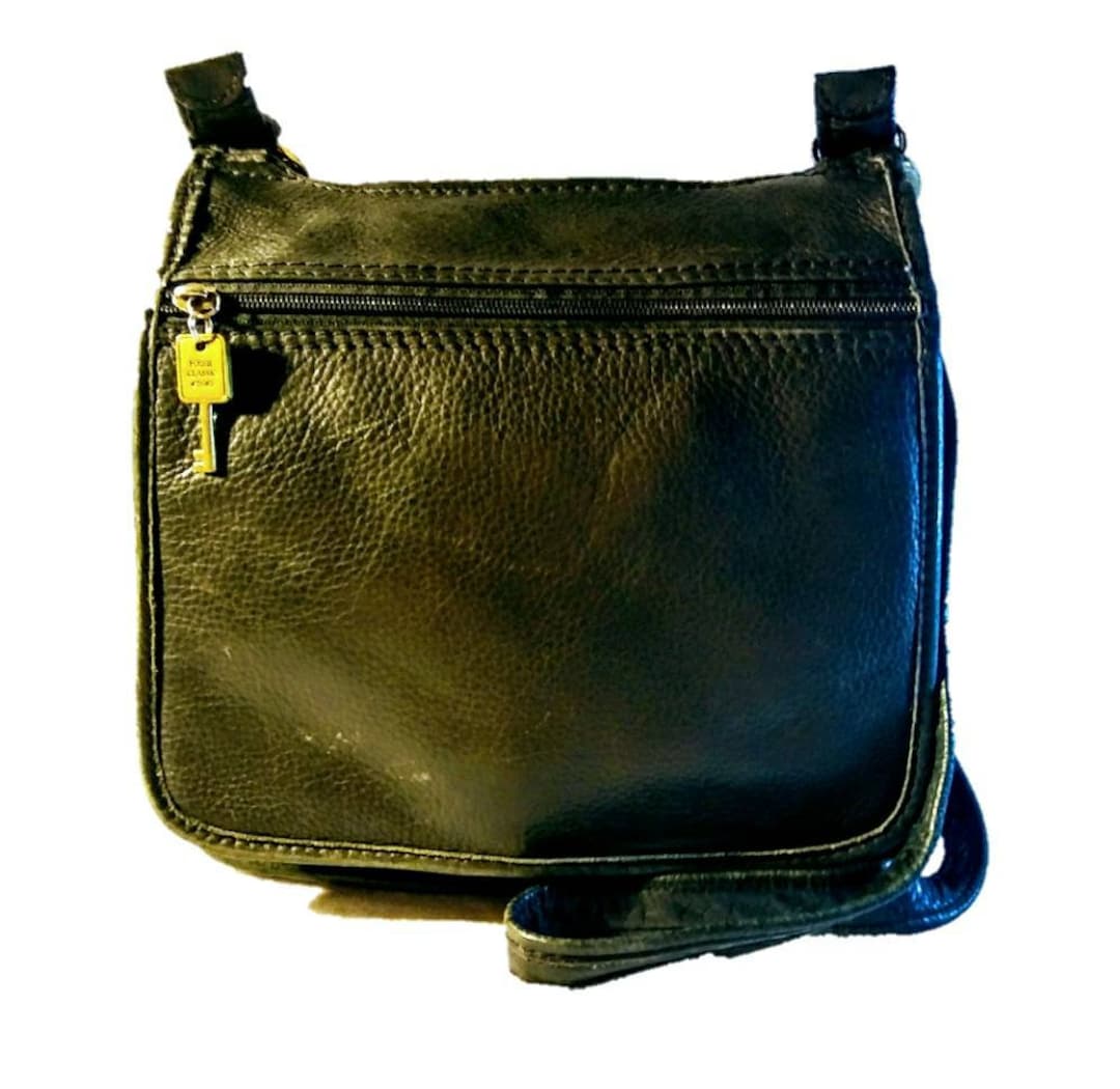 Authentic Vintage Fossil Classic Black Pebbled Leather ORGANIZER Bag ...