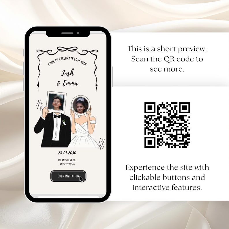 Animated Wedding Website Template Whimsical Illustration | Editable ...