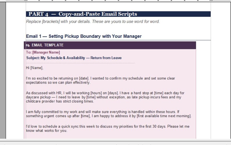 Maternity Leave Return Guide | Pumping Schedule Template | Work ...